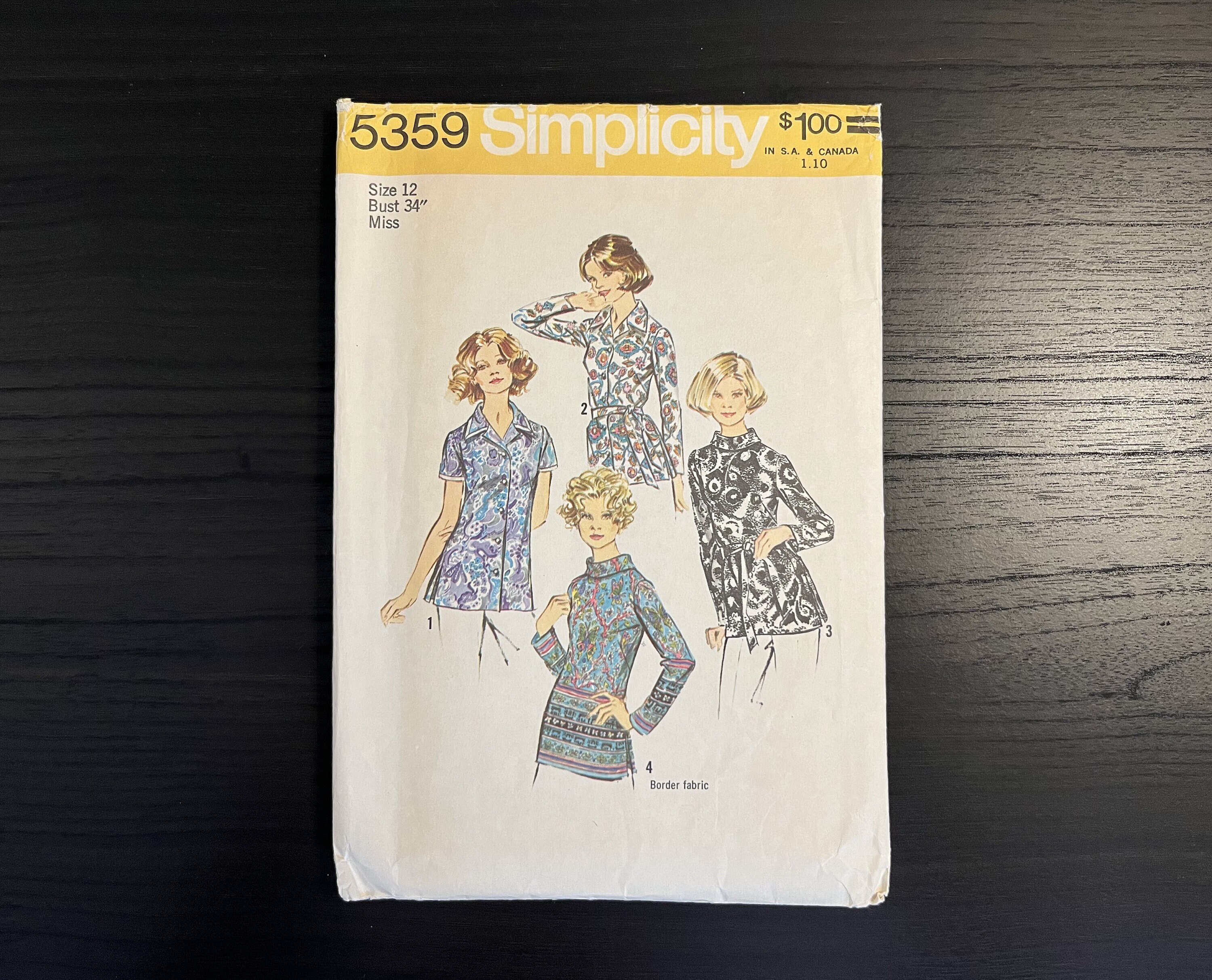 Vintage 1970s Simplicity Blouse Pattern # 5359 Size 12 Bust 34 - Etsy