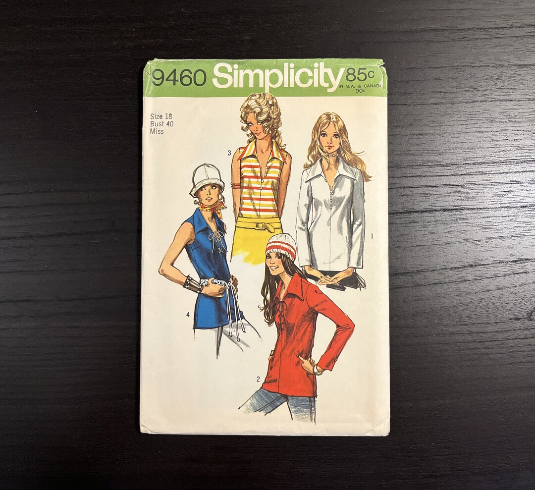 Vintage 1970s Simplicity Blouse Pattern # 9460 Size 18 Bust 40 - Etsy
