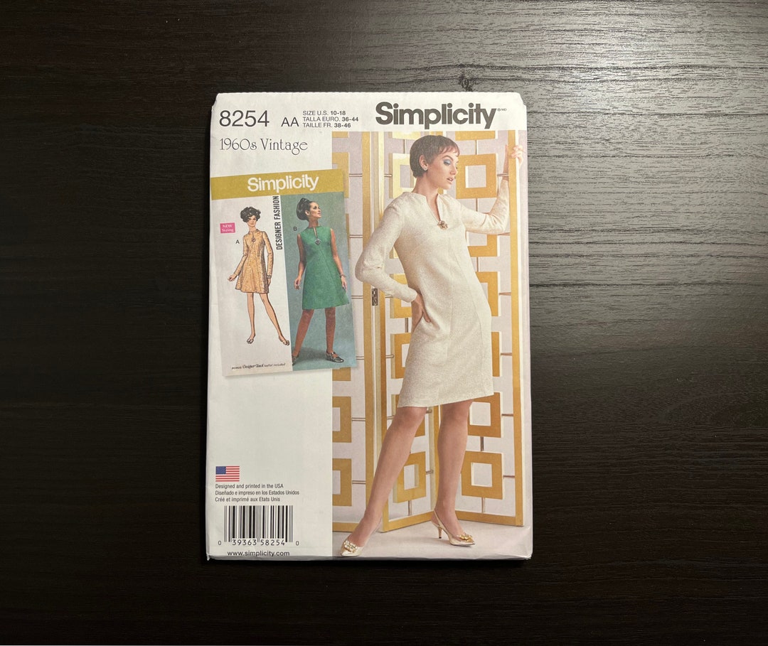 1960s Vintage Simplicity Dress Pattern 8254 2016 Reissue Sizes 10 12 14 ...
