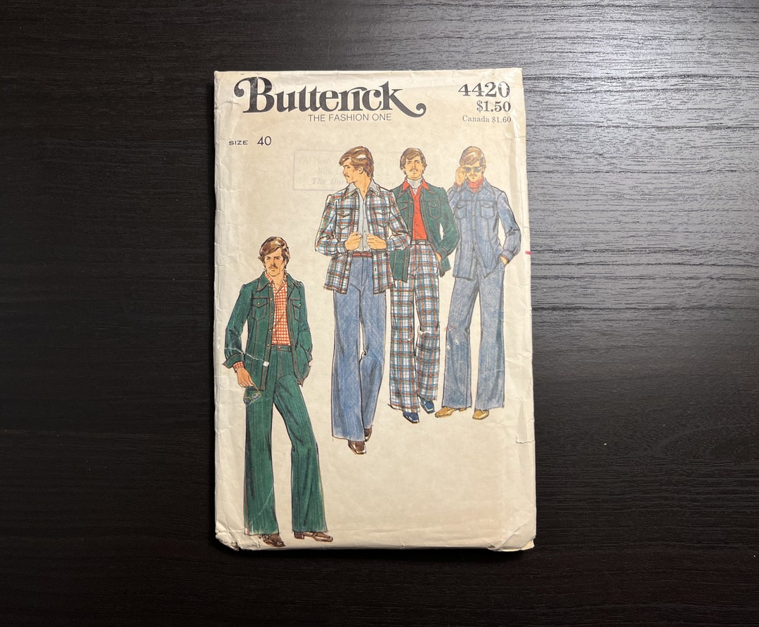Vintage 1970s Butterick Men's Shirtjacket and Pants Pattern 4420 Size ...