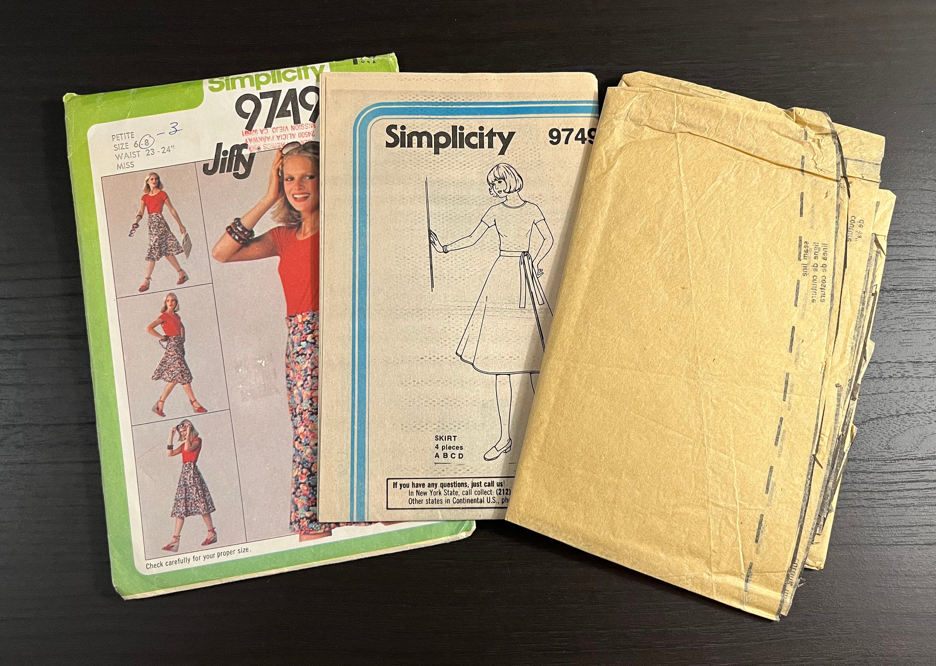 Vintage 1980s Simplicity Jiffy Front Wrap Skirt Pattern 9749 7876 Size ...