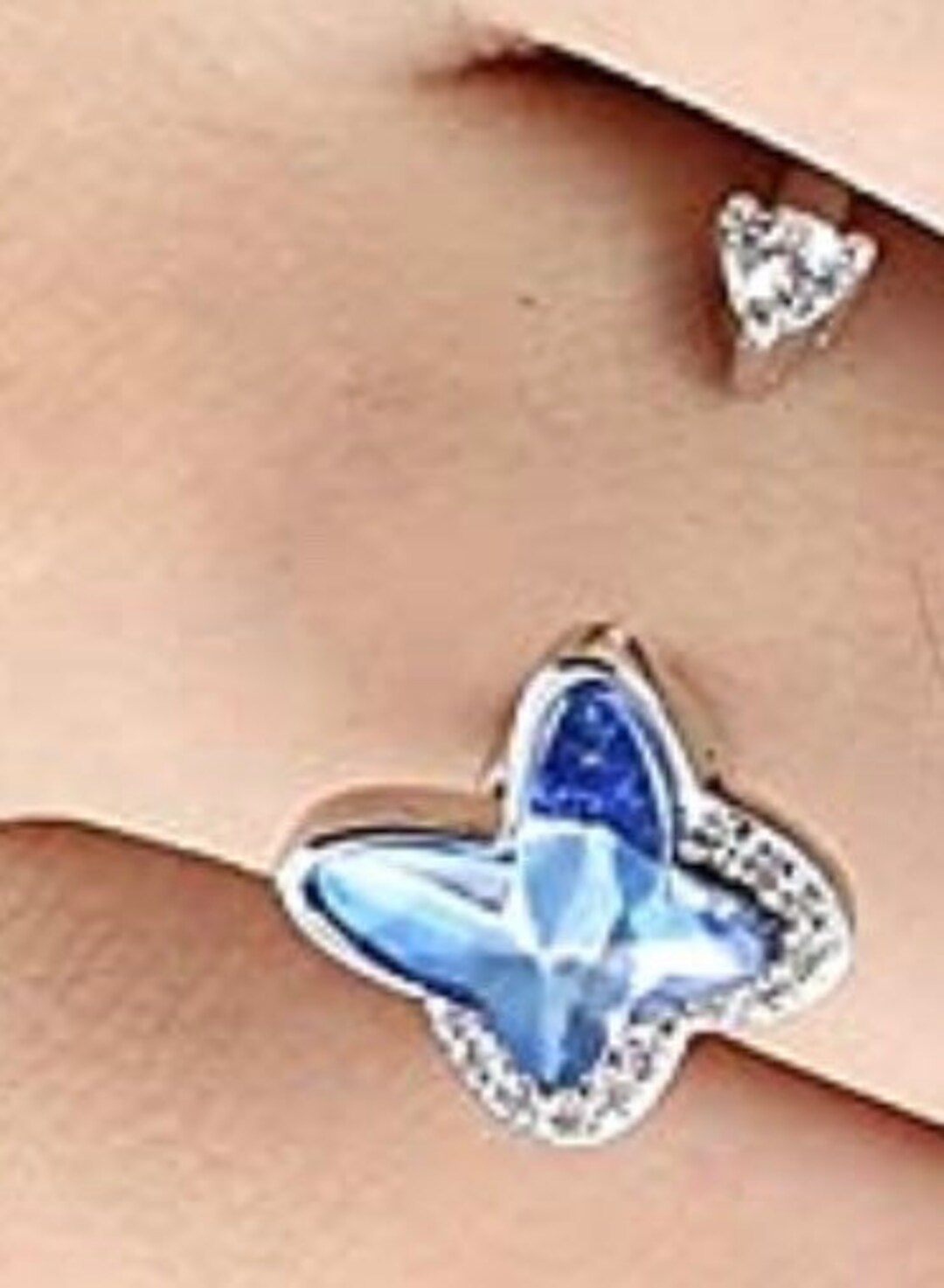 Blue Butterfly Fidget Spinner Ring Silver Adjustable Band, Crystal ...