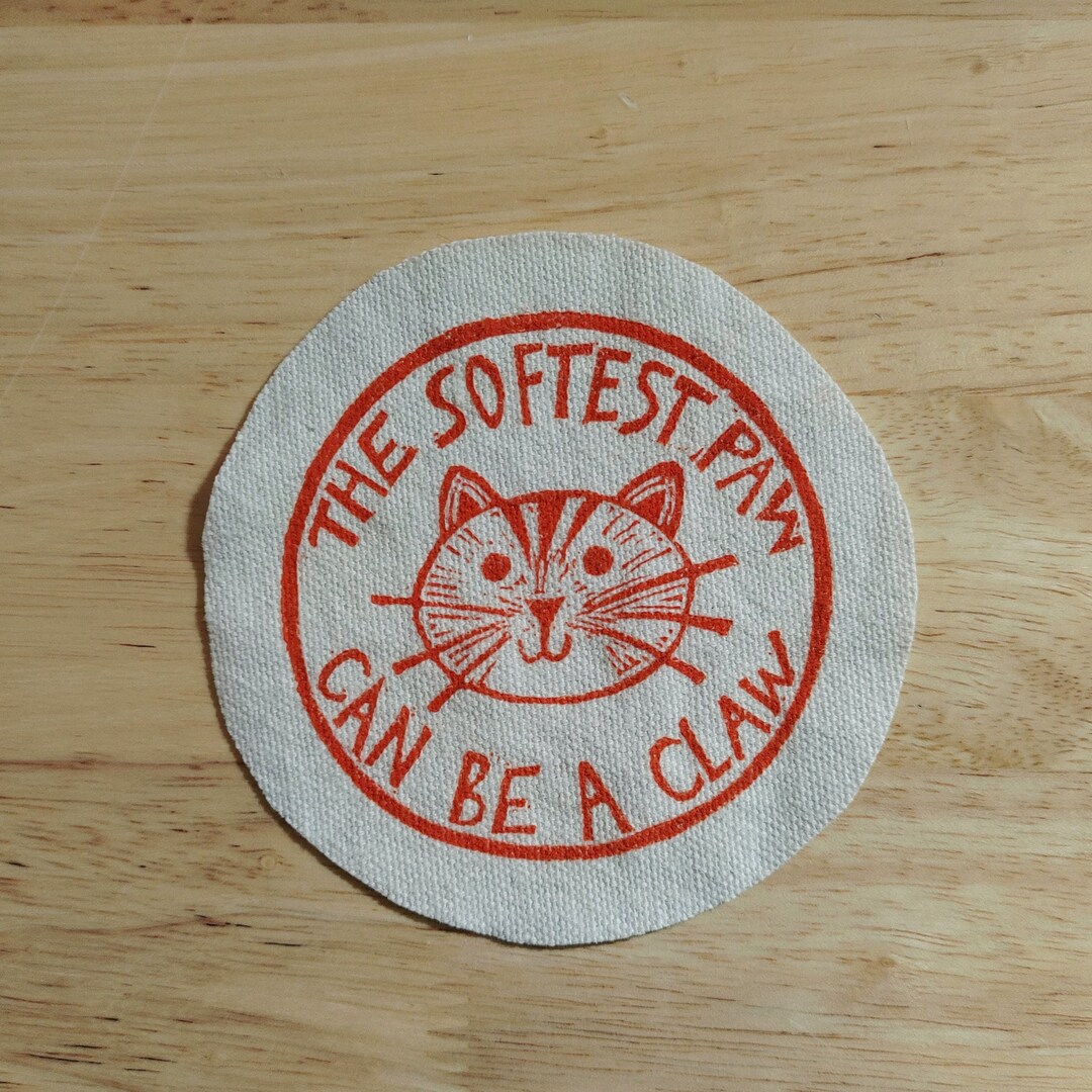 Jorts the Cat Patch // Block Printed // Natural Duck Canvas // - Etsy