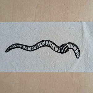 Earthworm Patches // Block Printed // Natural Cotton Canvas // Handmade ...