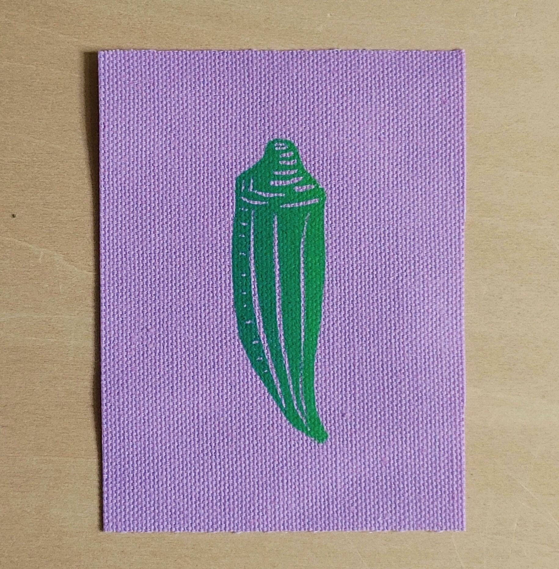 Okra Patch // Block Printed // Purple Natural Duck Canvas // Handmade ...