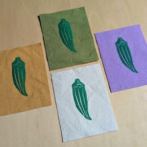 Okra Patch // Block Printed // Purple Natural Duck Canvas // Handmade ...