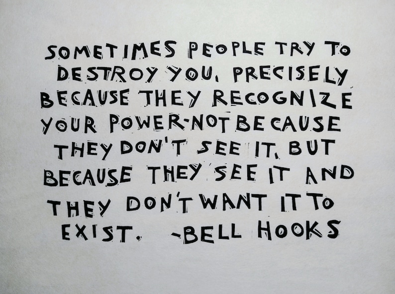 Citation de crochets de cloche // impression de bloc de linoléum ...