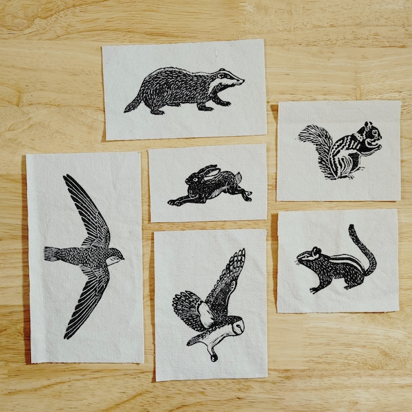 Block Print Bird Patch - Etsy