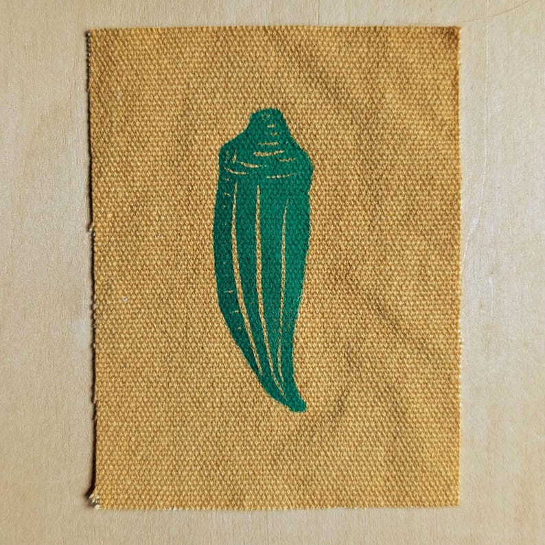 Okra Patch // Block Printed // Purple Natural Duck Canvas // Handmade ...