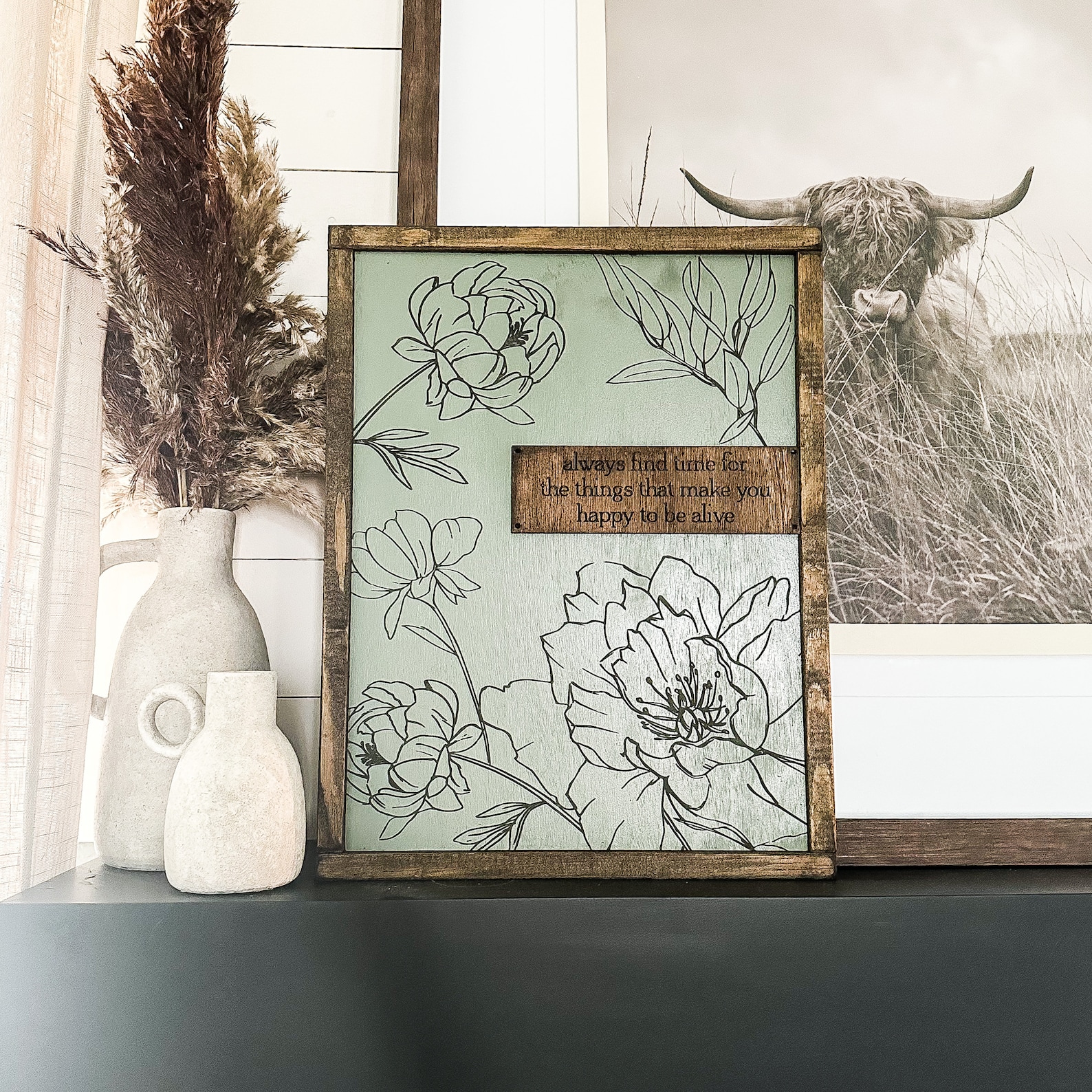 Custom Quote Wood Sign | Floral Wood Sign | Engraved Wood Sign | 3D ...