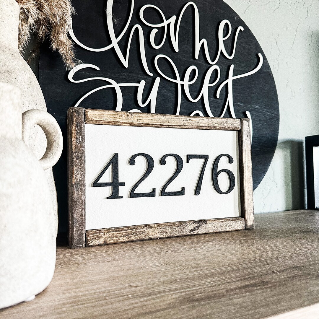 Zip Code Sign | House Number Sign | Area Code Sign | 3D Laser Wood Sign ...