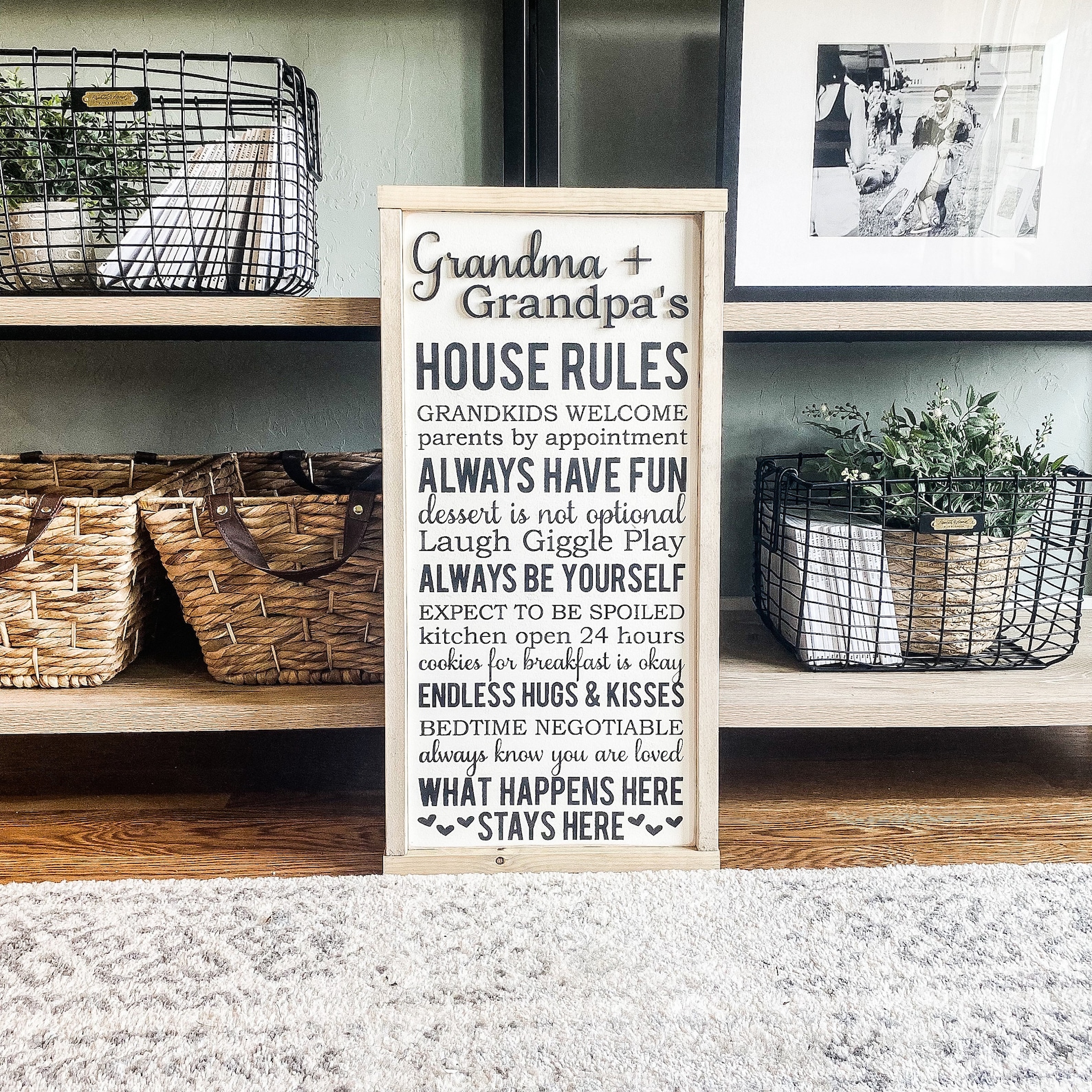 Grandma & Grandpa's House Rules Wood Sign | Rustic Grandparent Gift - Etsy