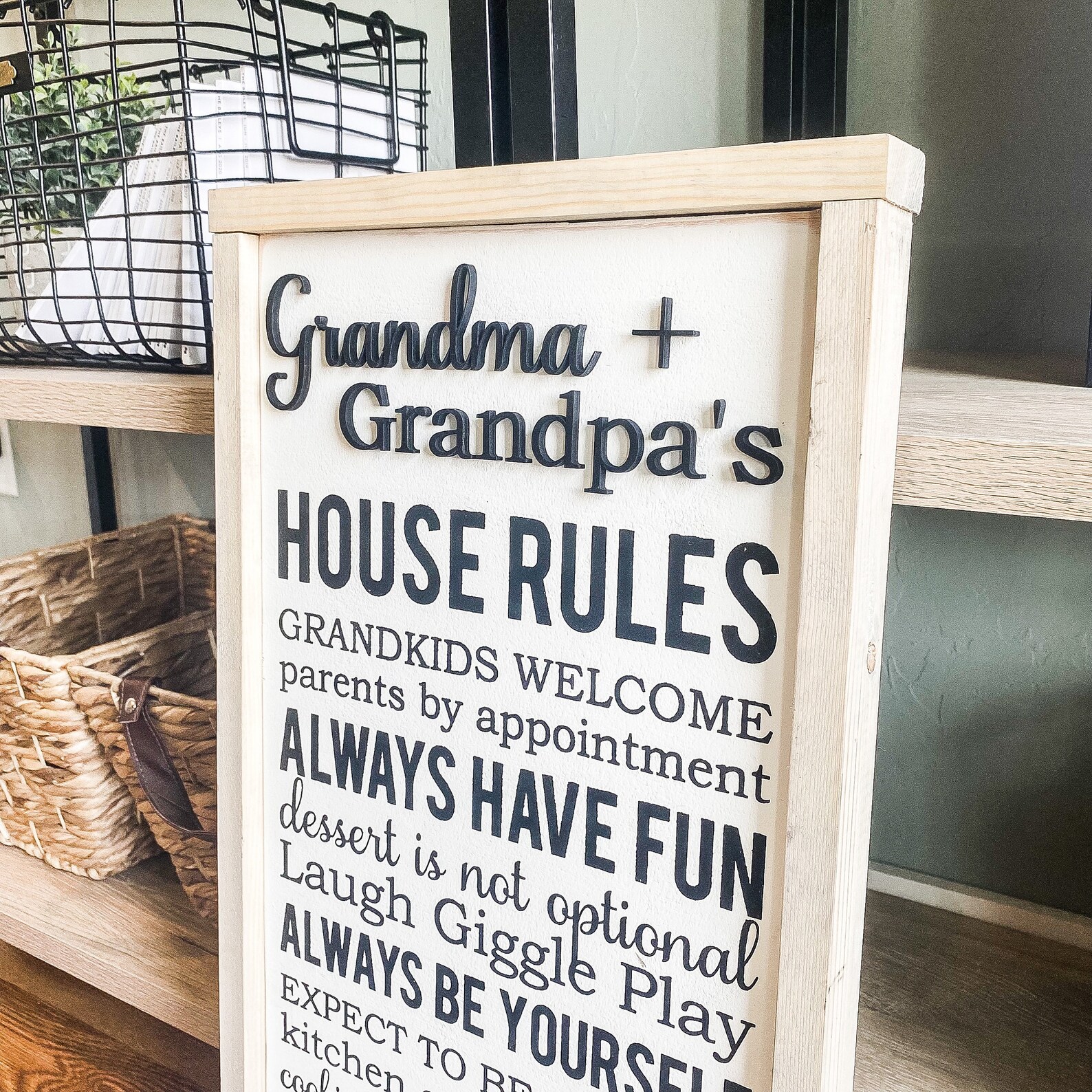Grandma & Grandpa's House Rules Wood Sign | Rustic Grandparent Gift - Etsy