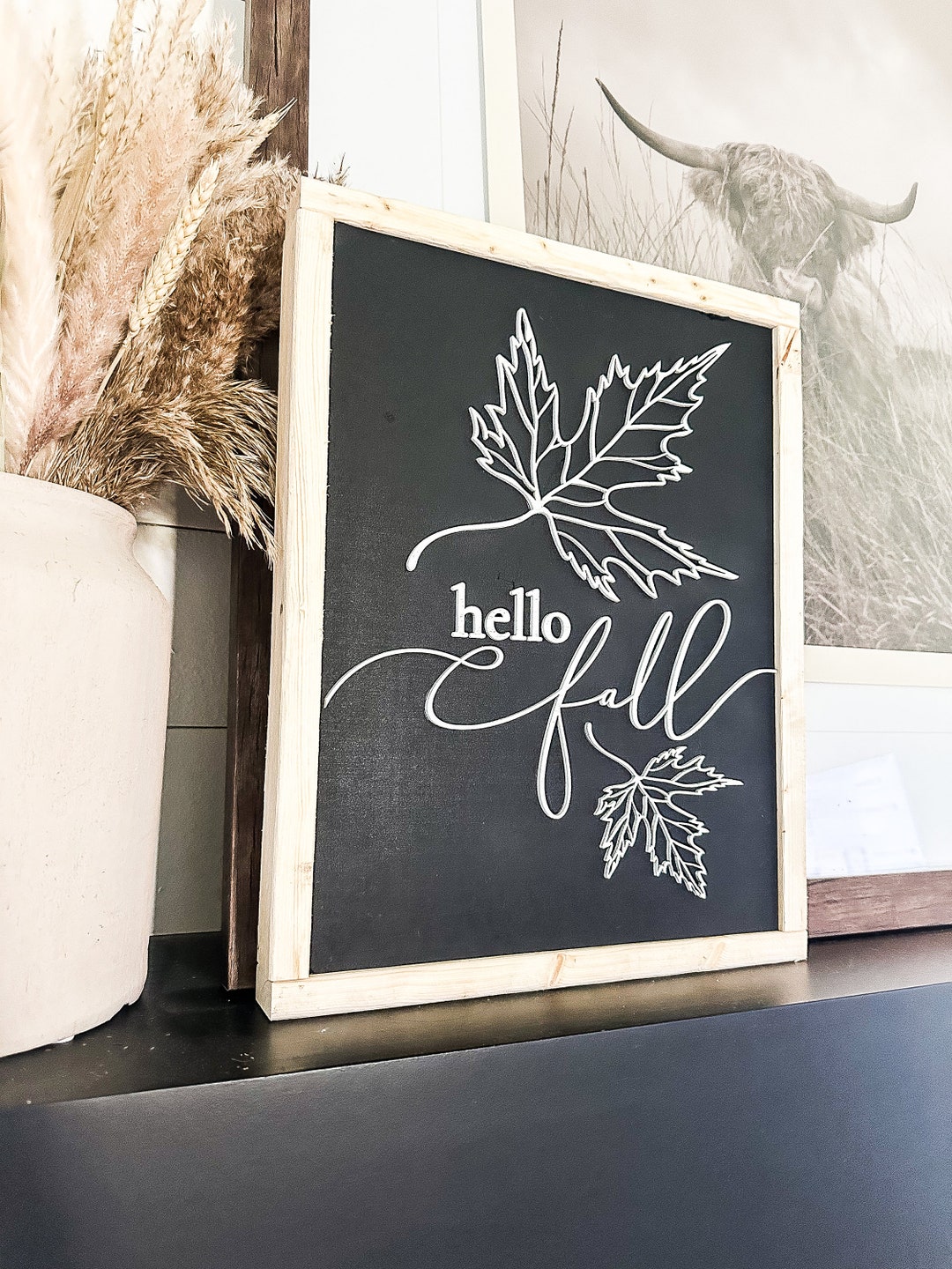 Hello Fall Laser 3D Wood Sign | Fall Wood Sign | Wooden Sign | Fall ...
