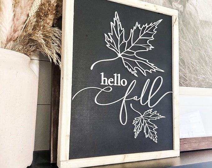 Hello Fall Laser 3D Wood Sign | Fall Wood Sign | Wooden Sign | Fall ...