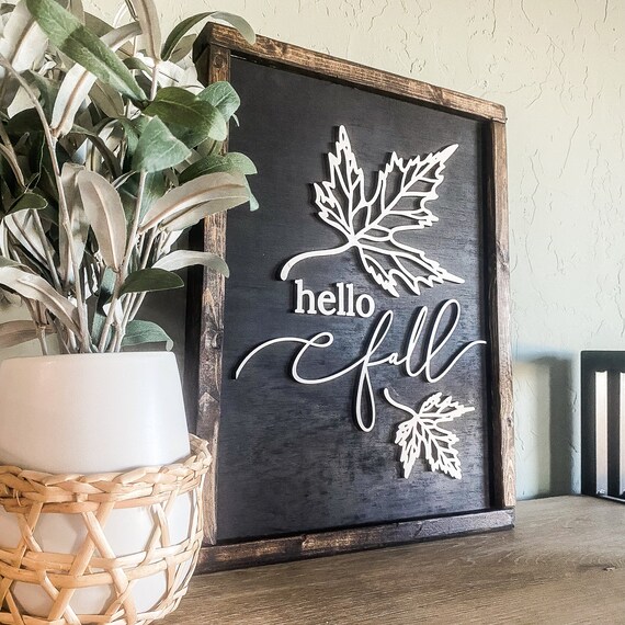 Hello Fall Laser 3D Wood Sign Fall Wood Sign Wooden Sign - Etsy