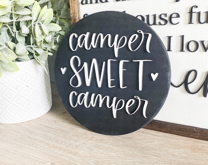Camper Sweet Camper | Laser Sign | Engraved Sign | 3D Sign | Wood Sign ...