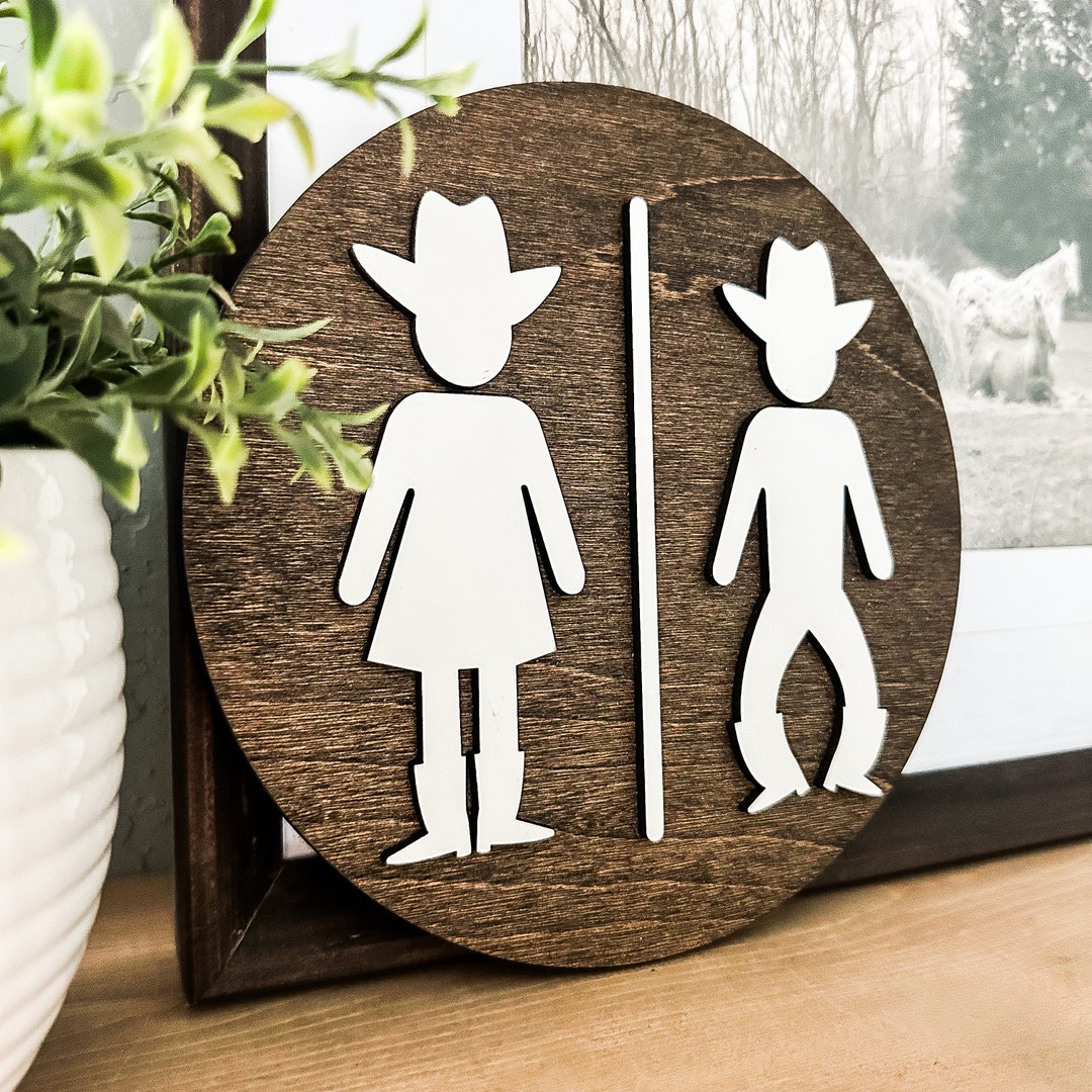 Kids Bathroom Sign | Cowboy Sign | Cowgirl Sign | Cowboy Bathroom ...