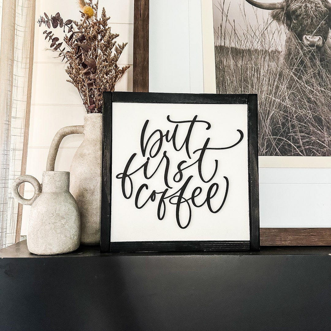 But First Coffee | Handlettering | Coffee Wood Sign | Coffee Bar Sign ...