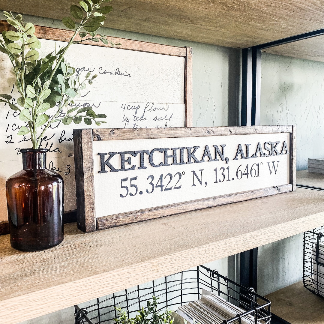 3D Laser Cut Fairbanks Alaska Wood Sign | Personalized Coordinates - Etsy