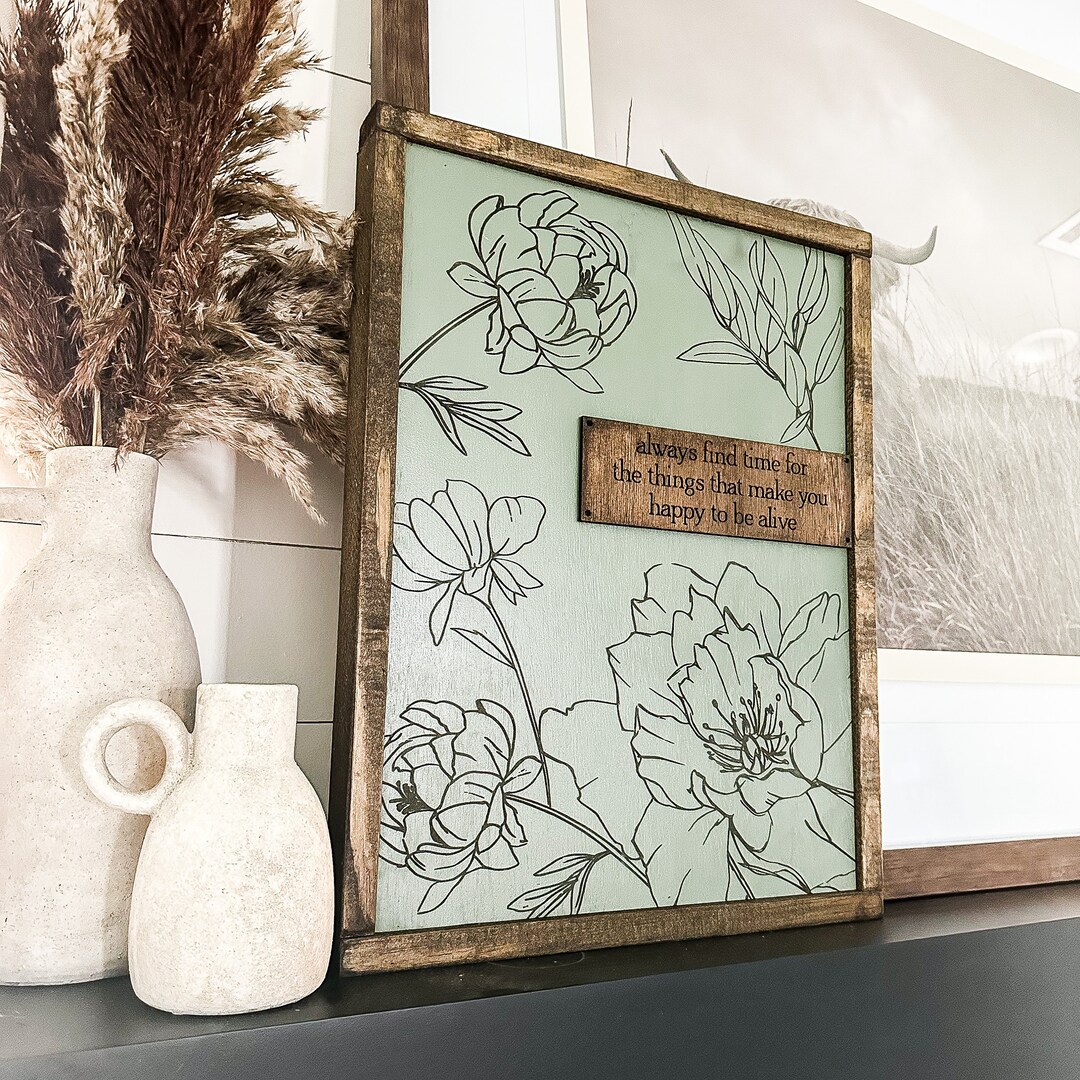 Custom Quote Wood Sign | Floral Wood Sign | Engraved Wood Sign | 3D ...