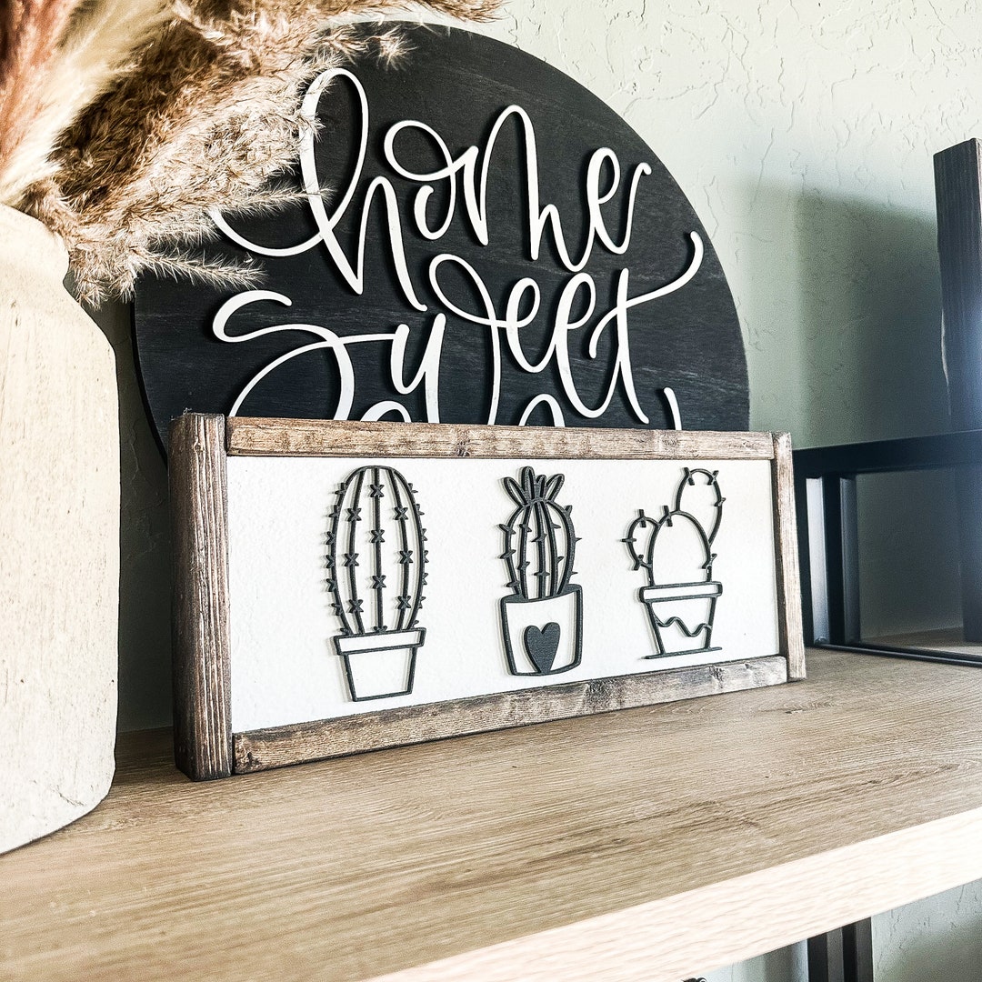 Cactus Wood Sign | Cactus Decor | Succulent Wood Sign | Succulent Decor ...