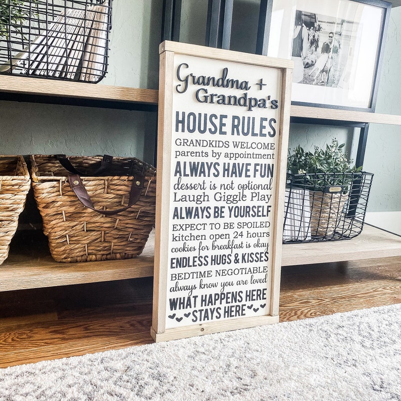 Grandma and Grandpas House Rules Wood Sign Grandma and - Etsy