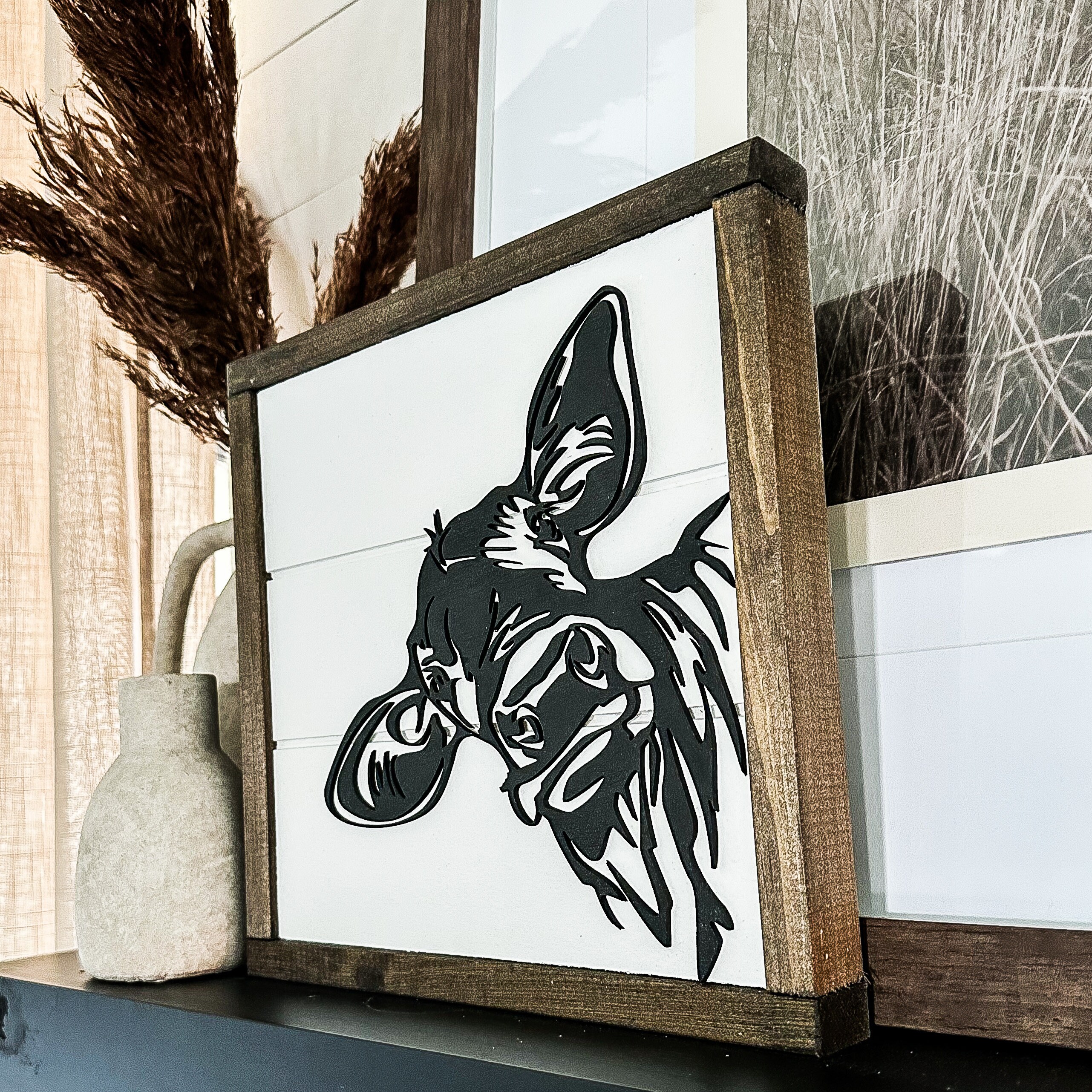 Cow Head Wood Sign | Farmhouse Kitchen Decor - Etsy