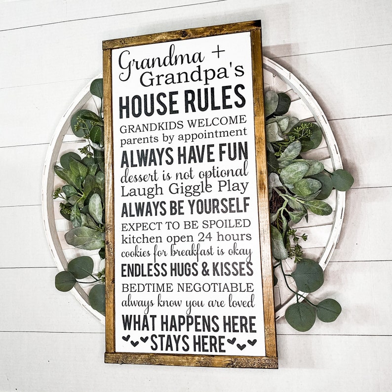 Grandma and Grandpas House Rules Wood Sign Grandma and | Etsy