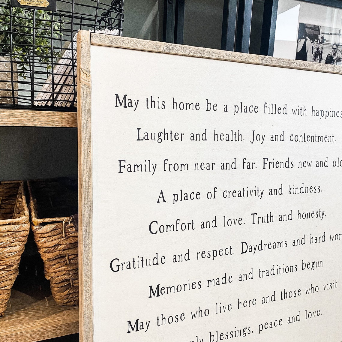 Farmhouse Wooden Sign | Happiness Blessing, Entryway Decor - Etsy