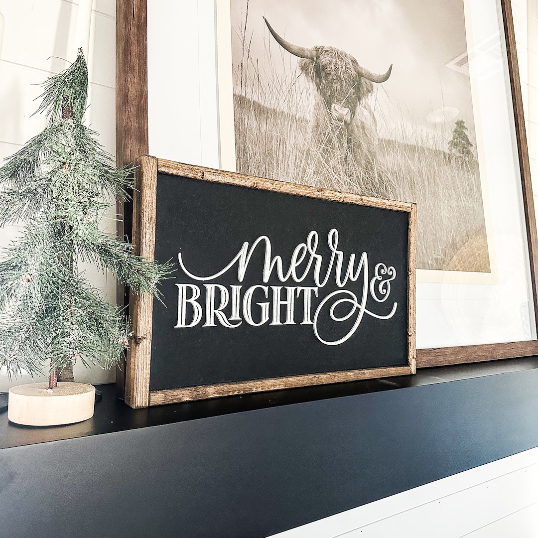 Merry and Bright | Christmas Sign | Christmas Wood Sign | Merry ...