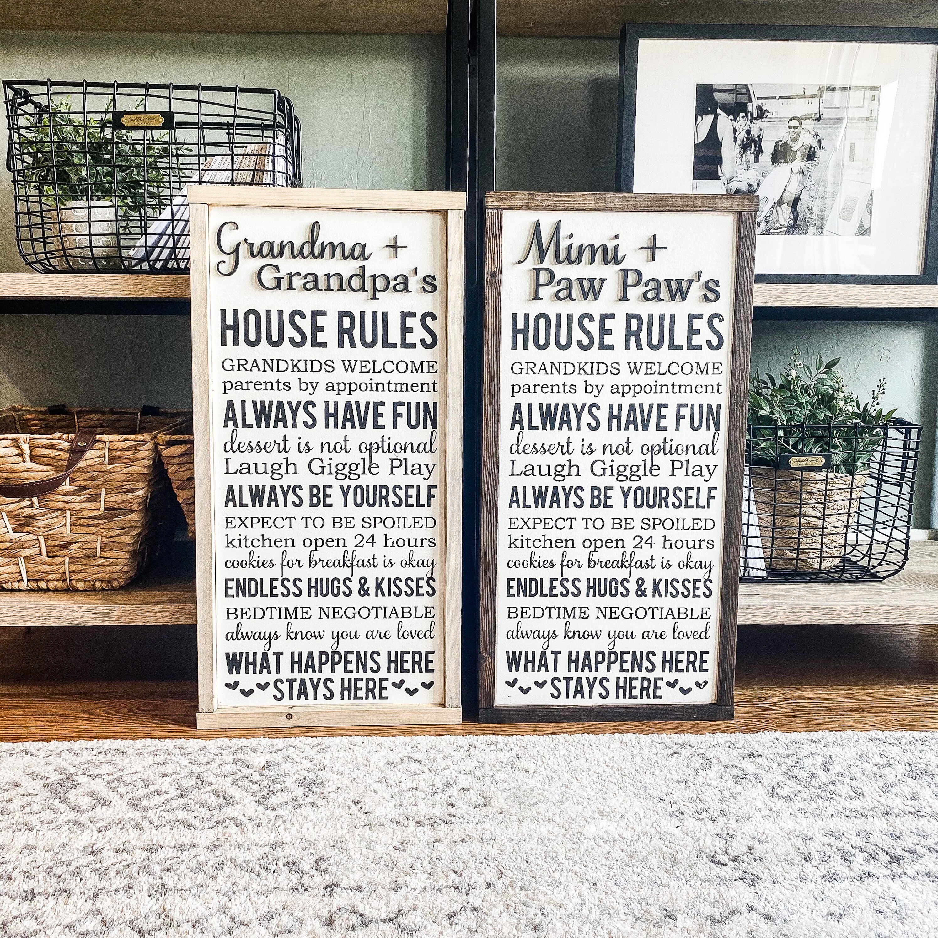 Grandma & Grandpa's House Rules Wood Sign | Rustic Grandparent Gift - Etsy