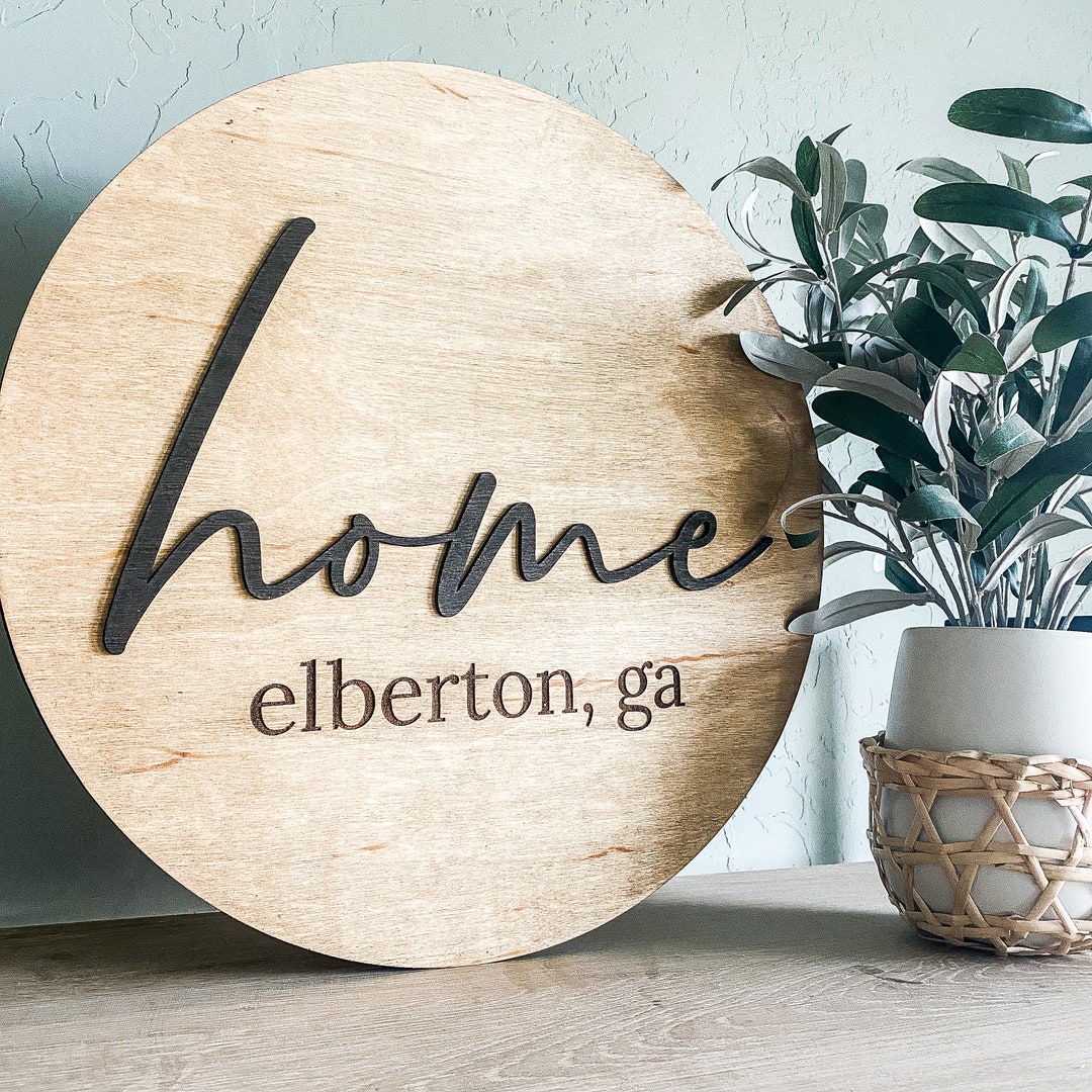 Custom Home Round Wood Sign | Wooden 3D Laser Sign | Wood Sign | Wooden ...