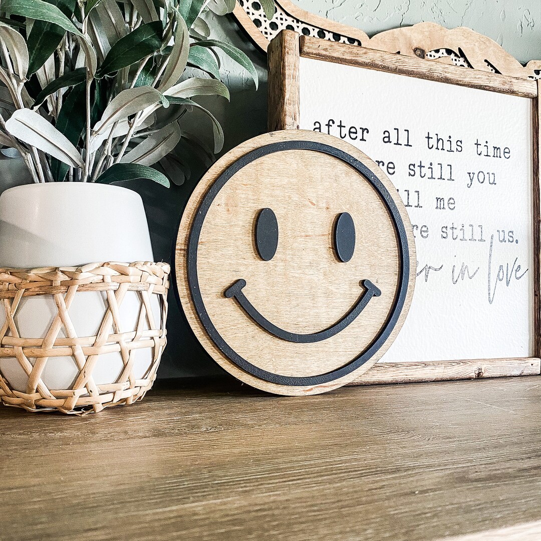 Smile Face Sign | Laser Sign | Engraved Sign | 3D Sign | Wood Sign ...