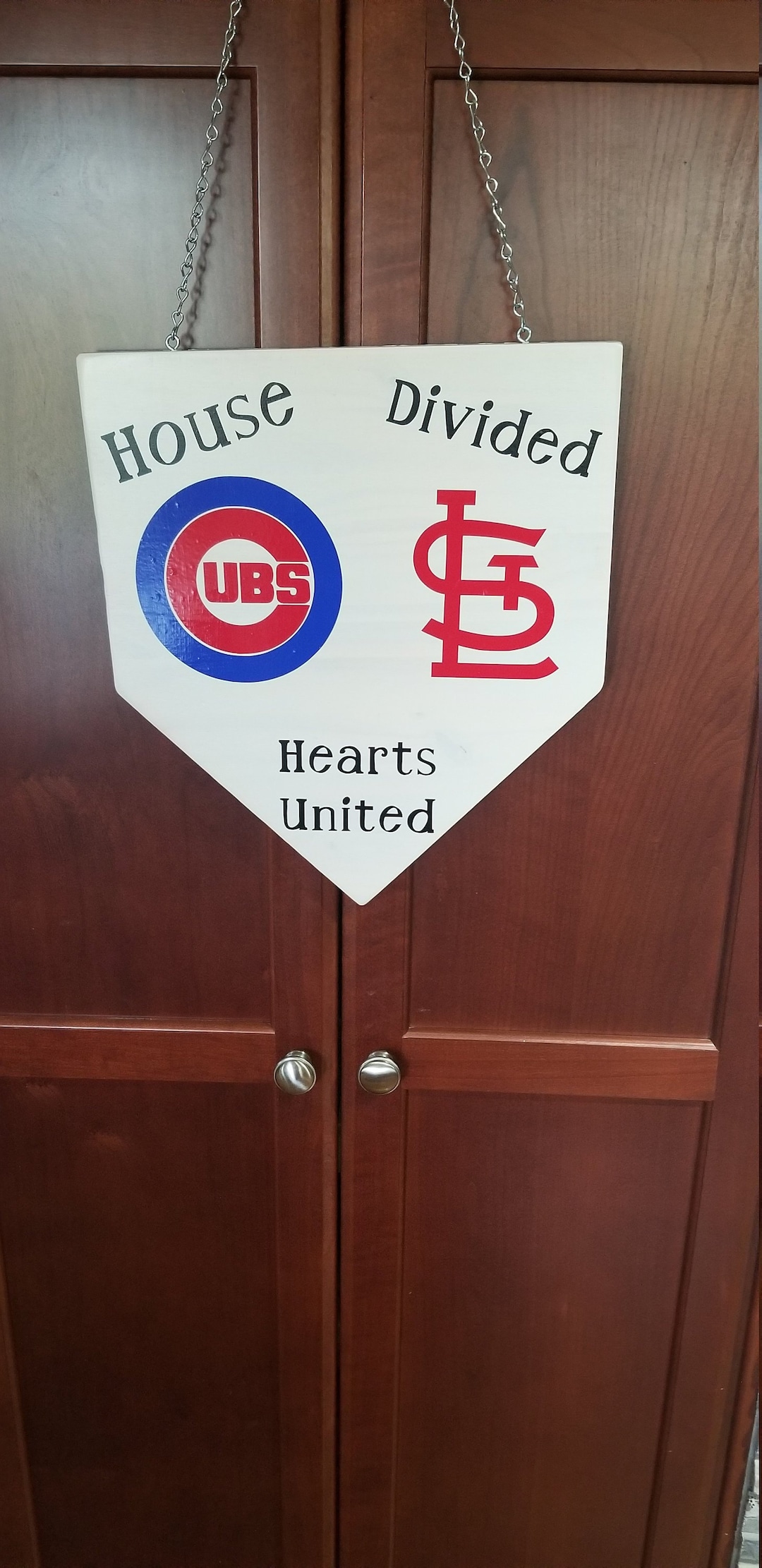 House Divided Hearts United, Front Door Sign, Baseball Family Divided ...
