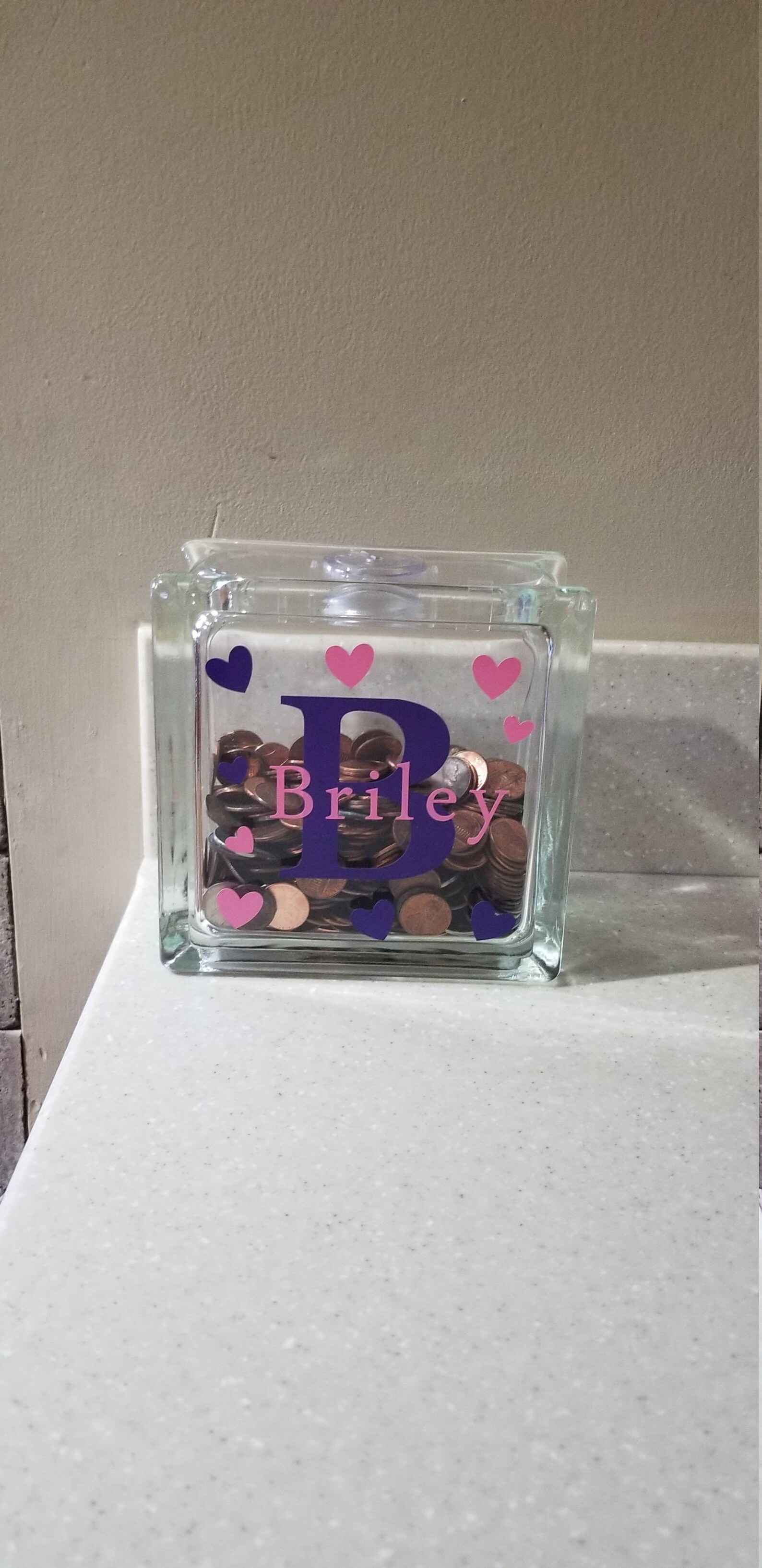 Personalized Glass Bank, Personalized Glass Block Money Bank, Piggy ...