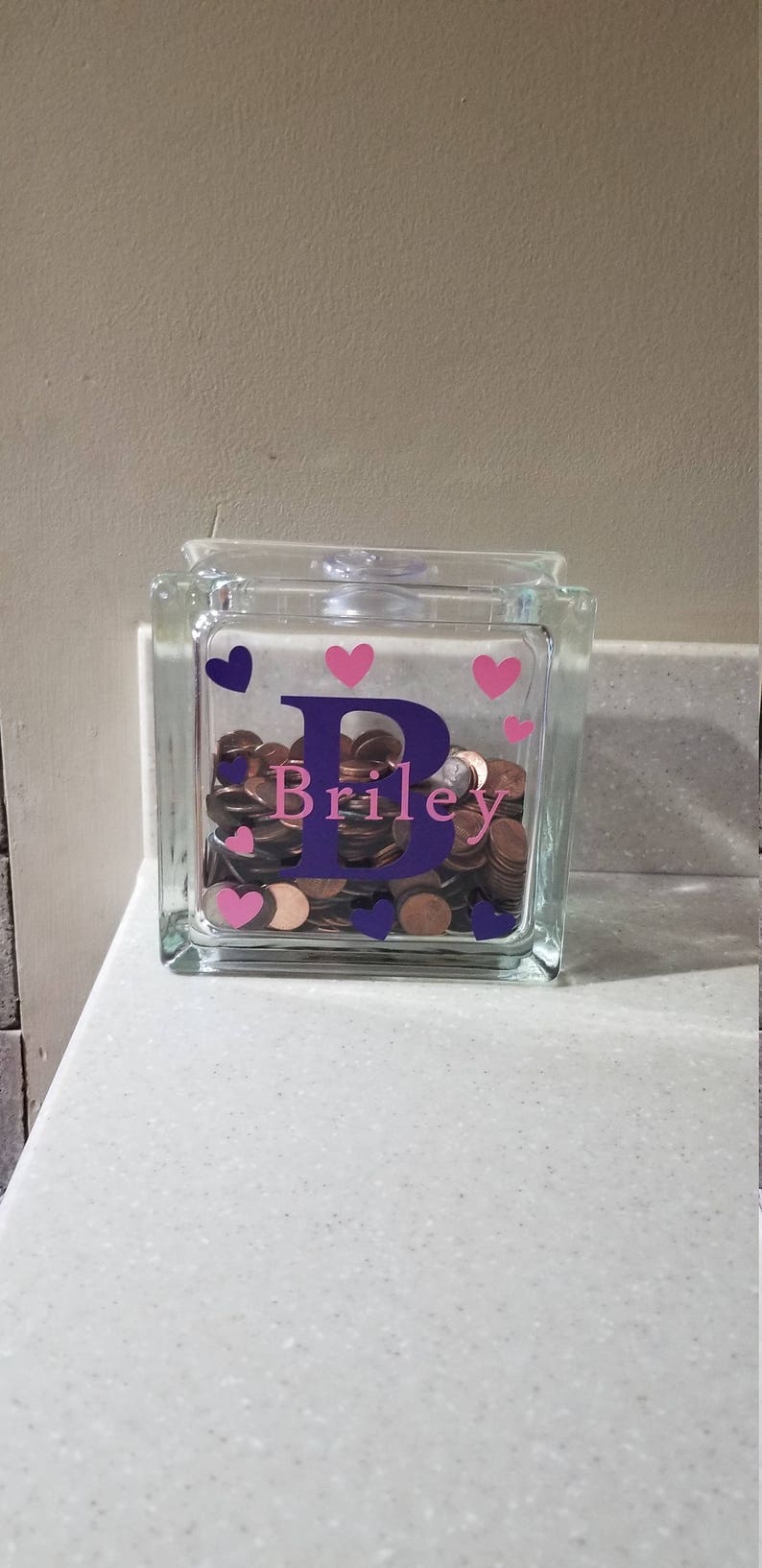 Personalized Glass Bank Personalized Glass Block Money Bank - Etsy