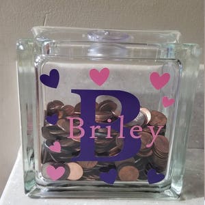 Personalized Glass Bank, Personalized Glass Block Money Bank, Piggy ...
