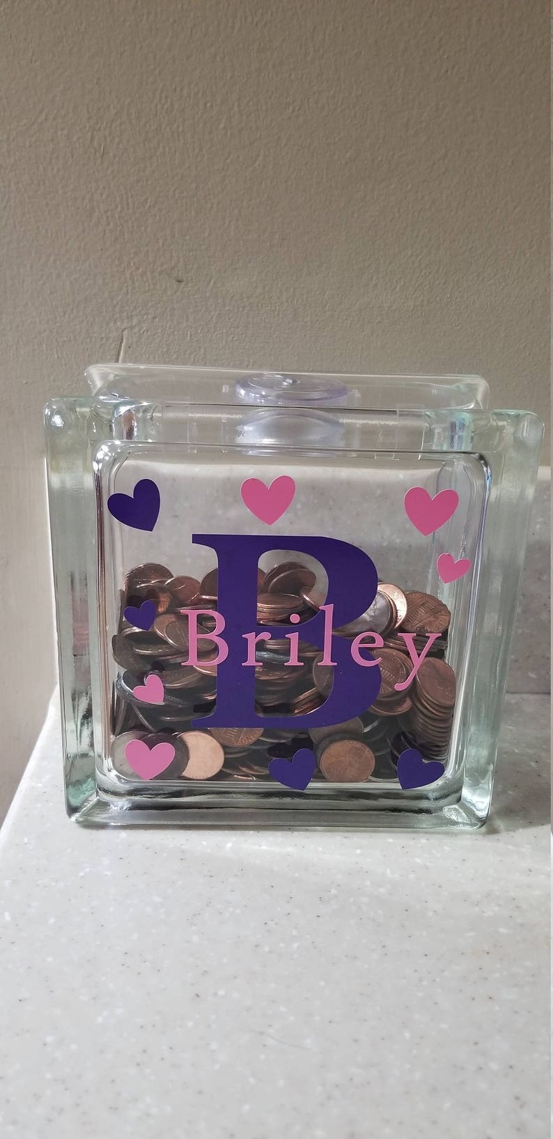 Personalized Glass Bank, Personalized Glass Block Money Bank, Piggy ...
