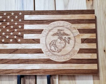 Laser Engraved Military Flag - Etsy