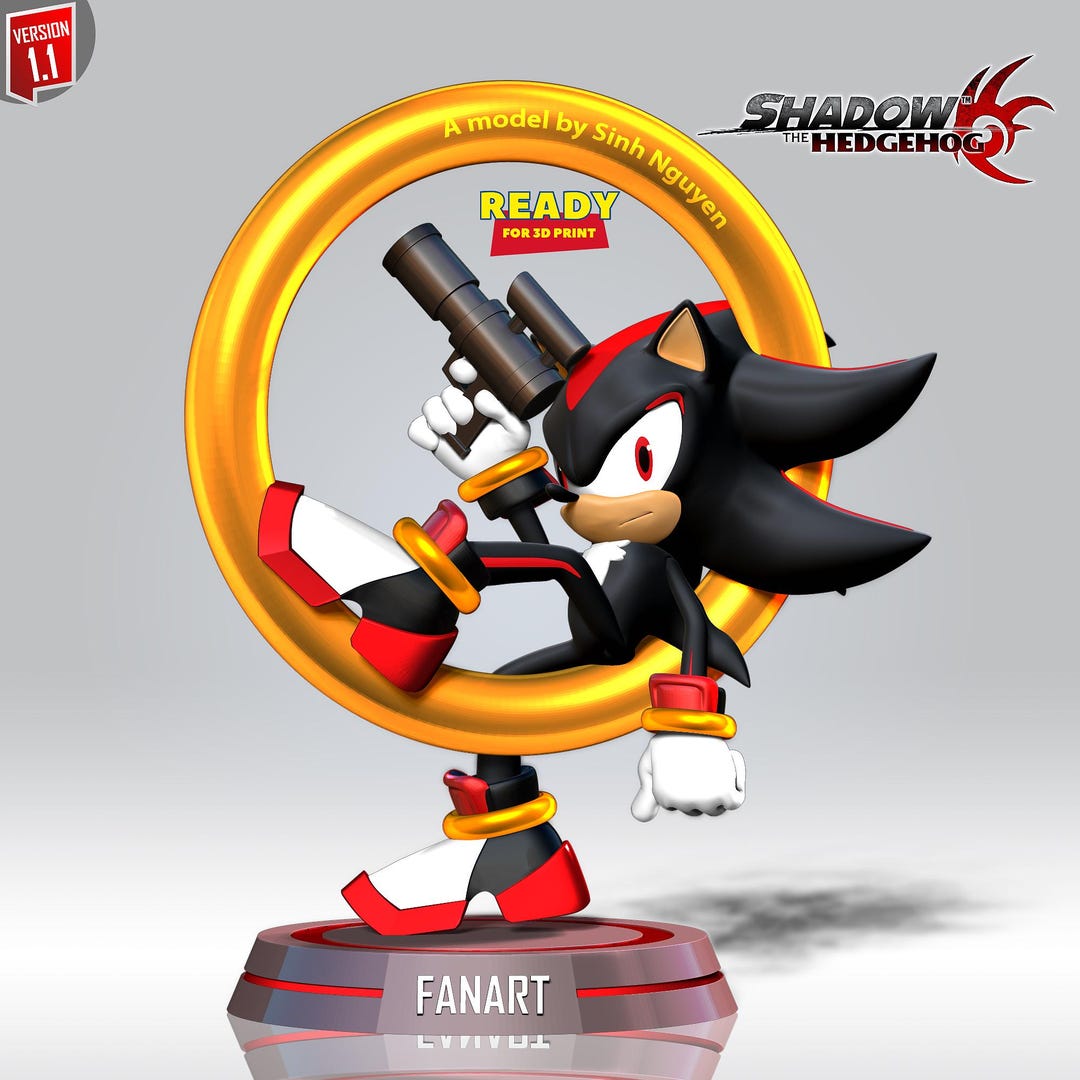 Shadow - Sonic / Figura impresa en 3D / Pintada a mano o sin pintar ...