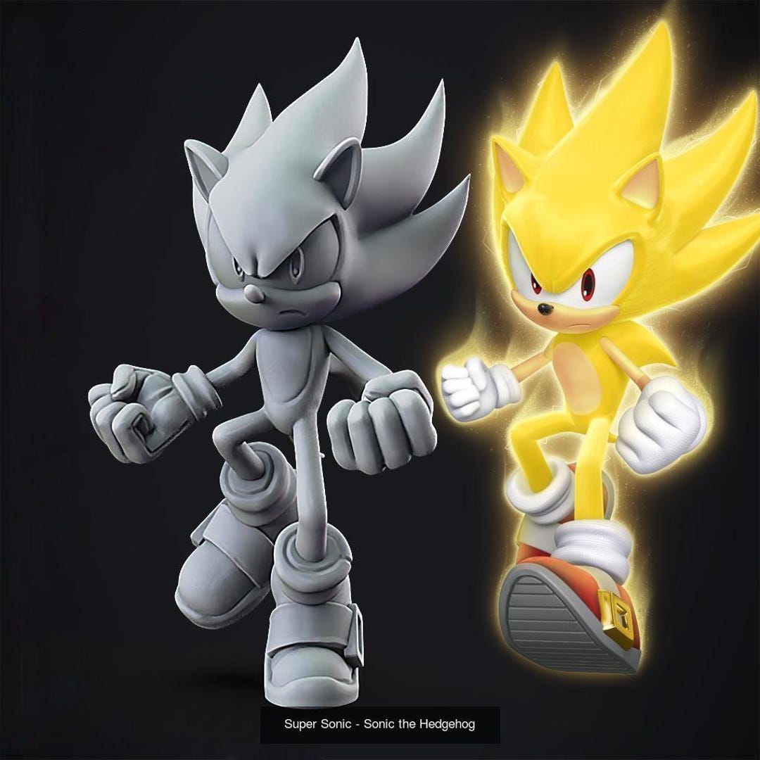 Super Sonic Sonic 3d Printed Figure Hand Painted Or Unpainted Etsy