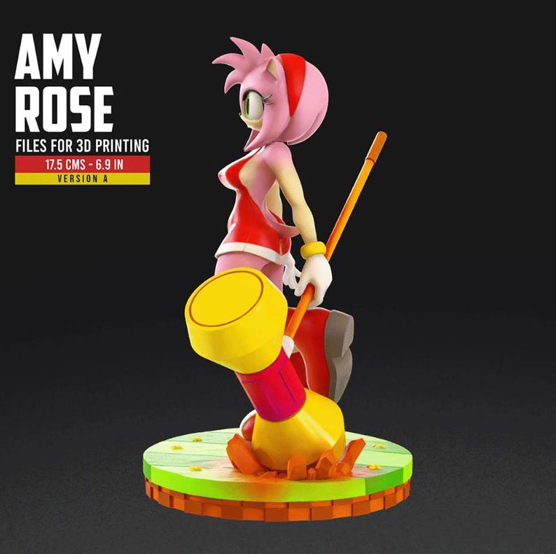 Amy Rose - Sonic / Figura impresa en 3D / Pintada a mano o sin pintar ...