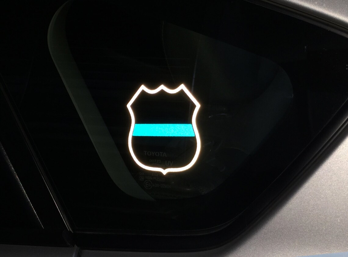 Reflective blue Line Badge Decal | Etsy