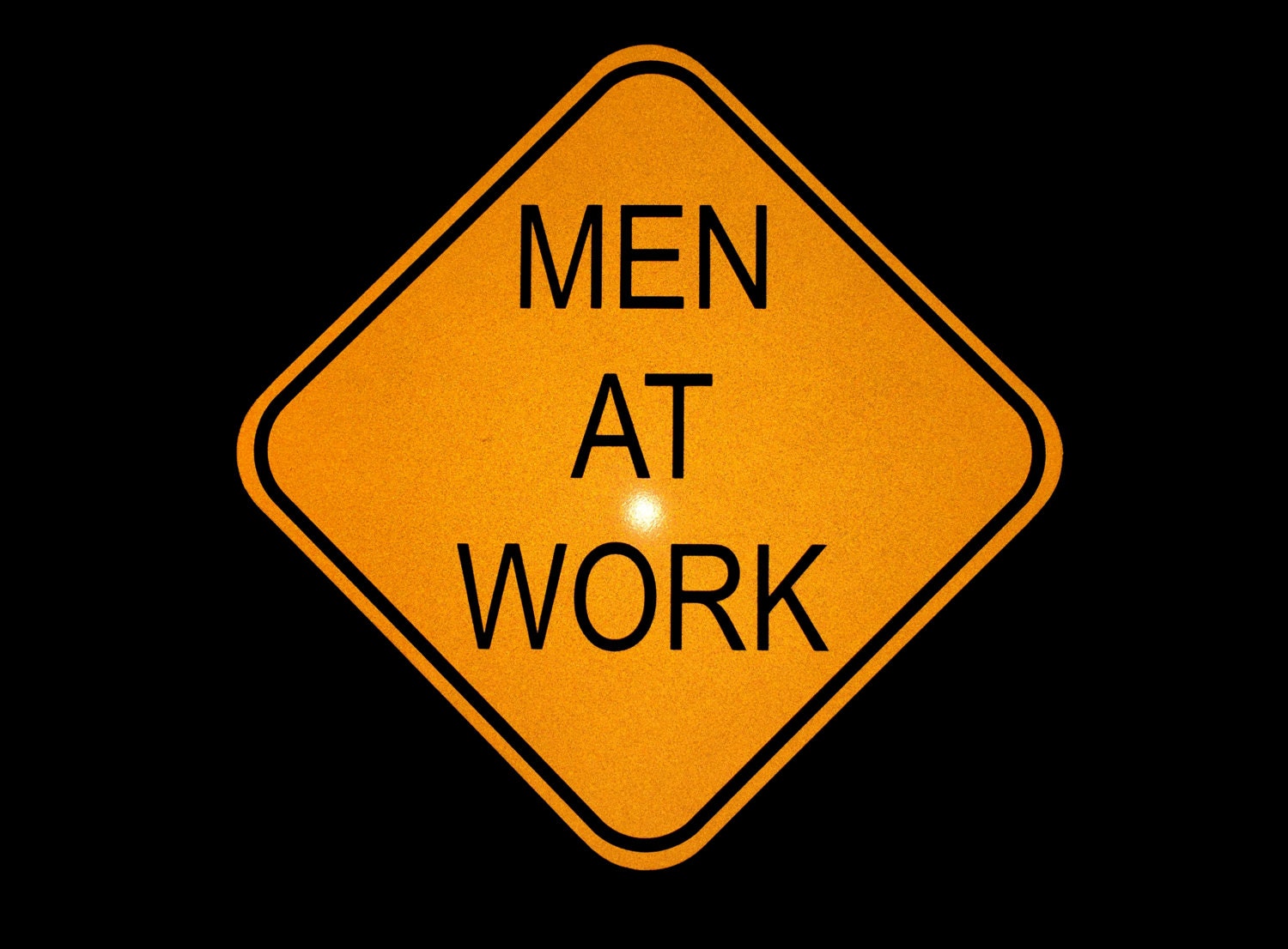 Men At Work Orange Sign