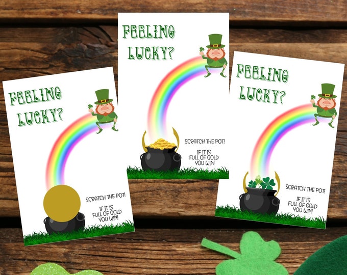 Scratch the Pot of Gold Cards St. Patrick's Party Games Scratch off ...