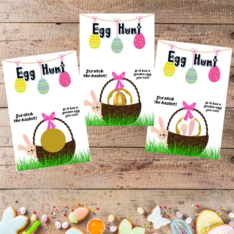 Easter Egg Hunt Scratch off Cards - Spring Party Game, Basket Fun ...