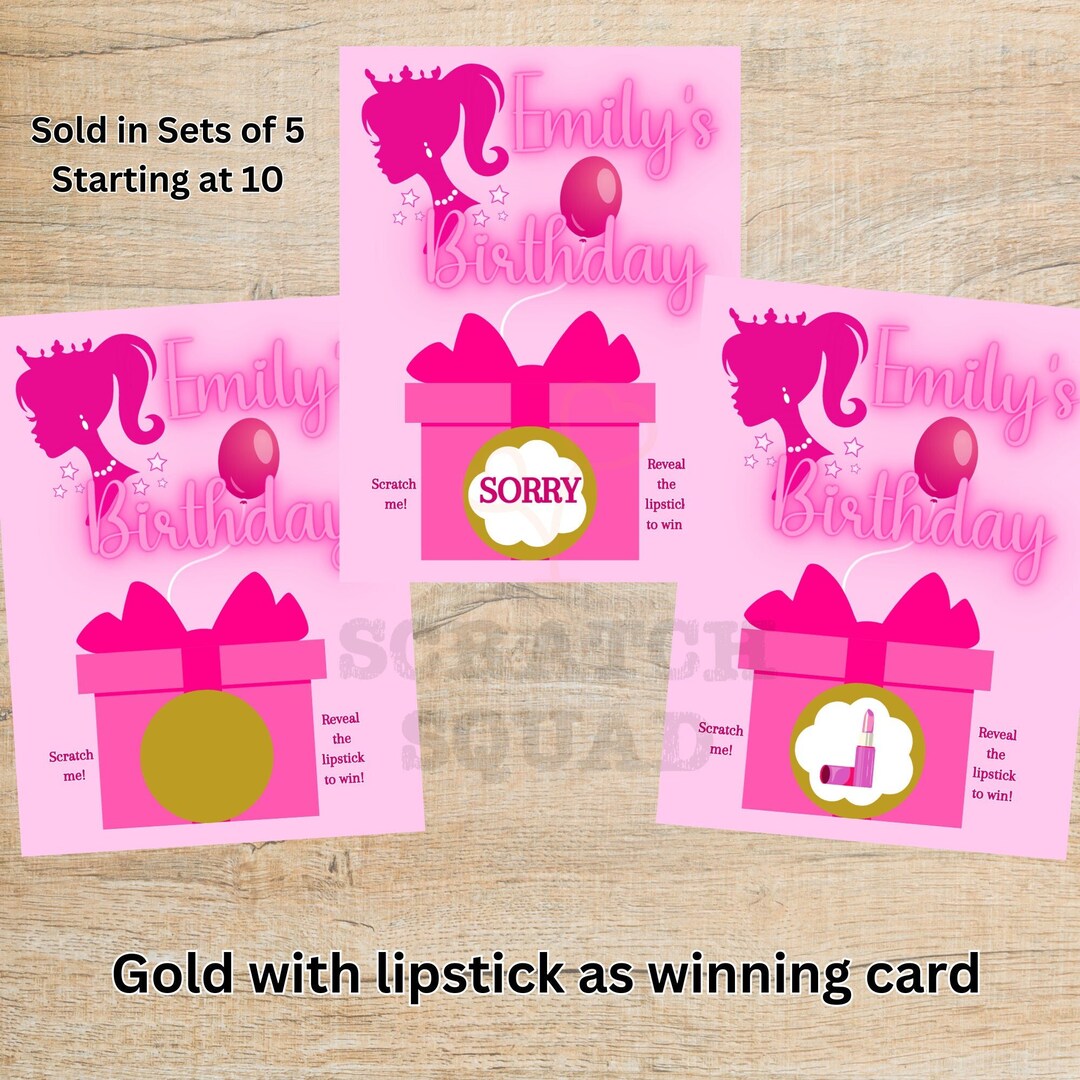 Barbie Inspired Scratch off Card Game Birthday Games Let's Go Party ...