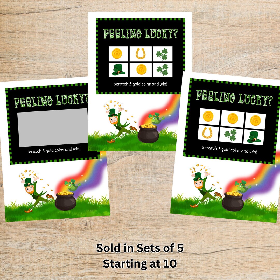 St. Patrick's Scratch off Card Game- Pot of Gold- Search for Gold Coins ...