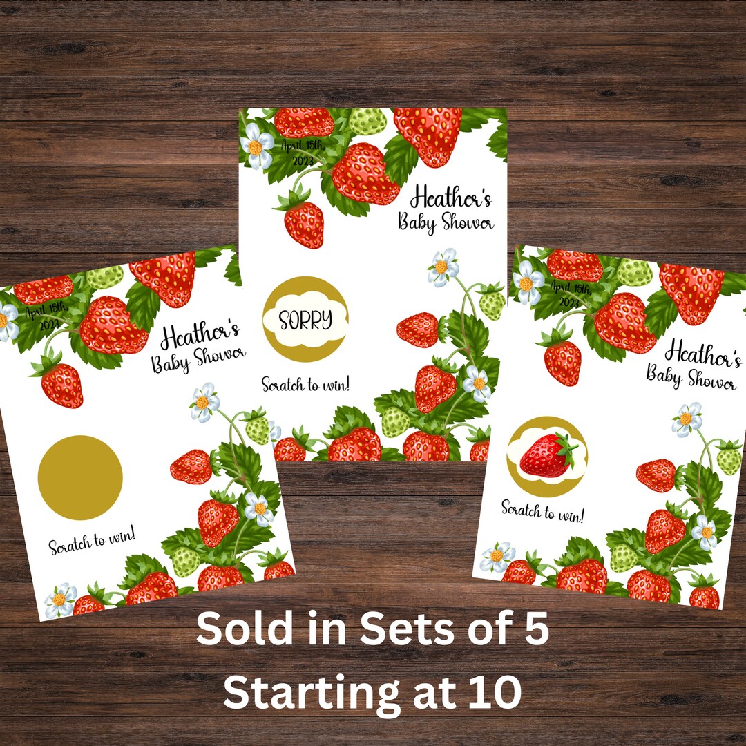 Strawberry Baby Shower Scratch off Game – Party Prize Raffle - Etsy